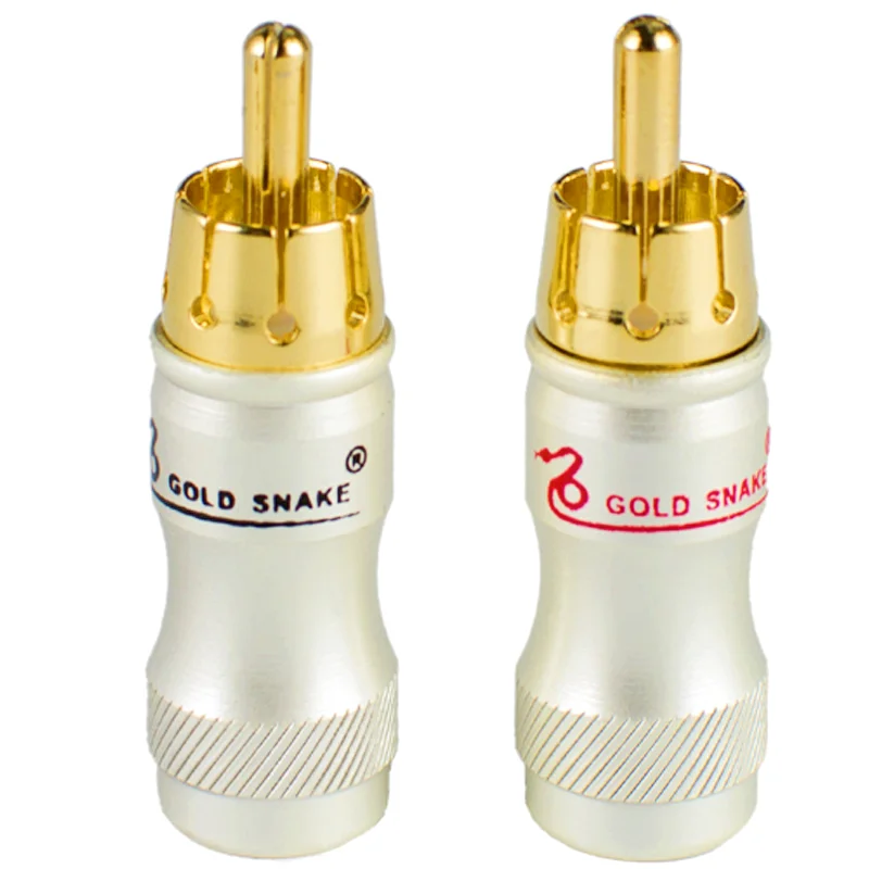 4Pcs-Pure-Copper-Gold-plated-RCA-Plug-AV-HIFI-Audio-Cable-Connector ...