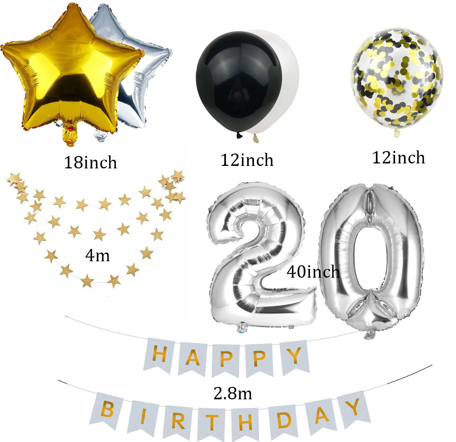 Happy 20th Birthday Balloons