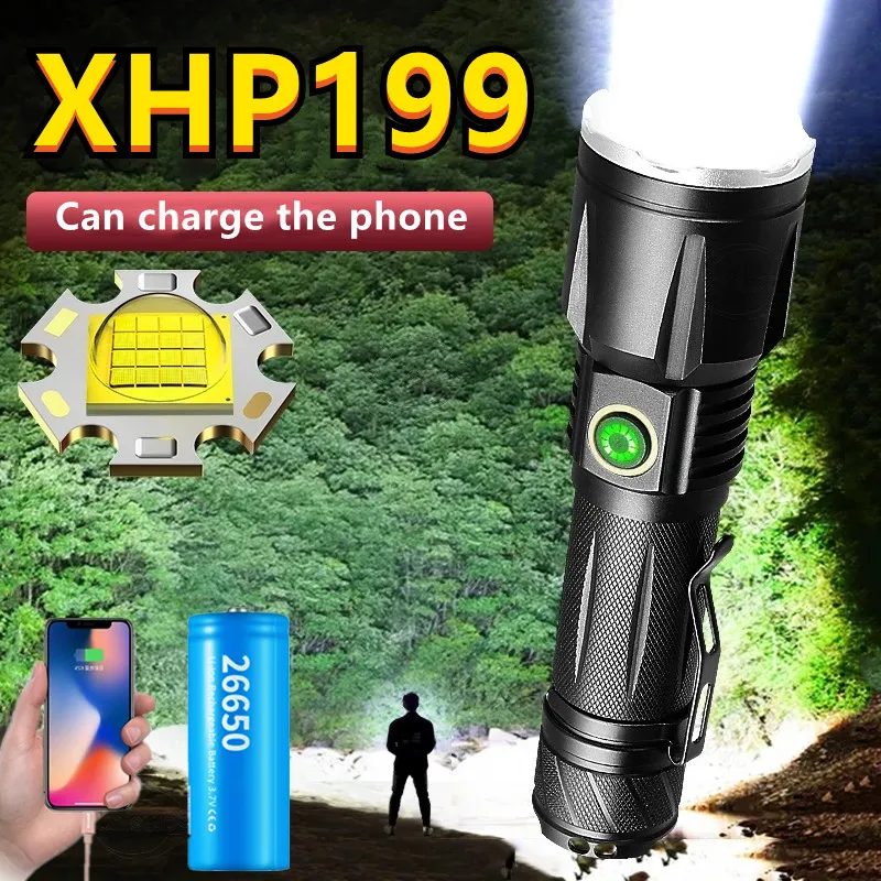 XHP199 Super Bright LED Flashlight Tactical Torch Powerful Usb ...