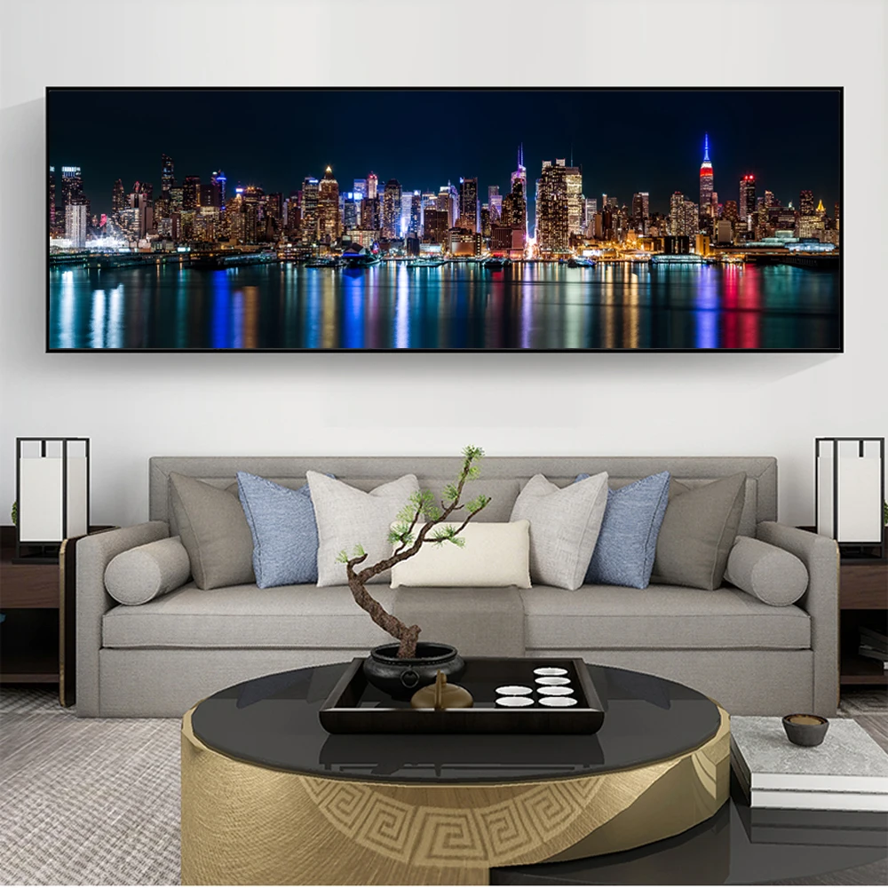 New York City Night Over View Wall Art Digital Prints Art ...