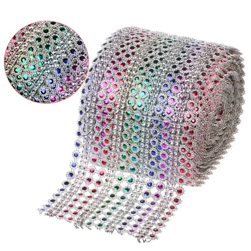 10Yards x 4.5" Rainbow Color Diamond Mesh Crystal Sewing Rhinestone ...