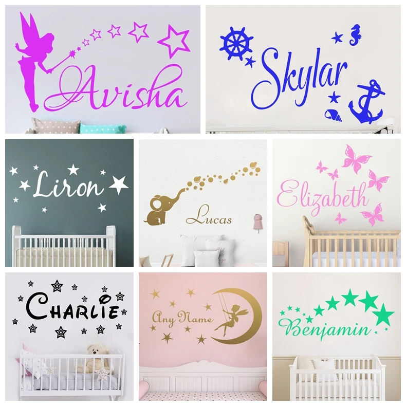 Personalised-Wall-Sticker-Custom-Name-Vinyl-Wallpaper-For-Kids-Room ...