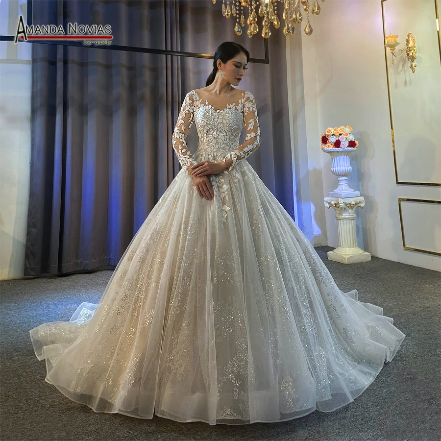 Amanda Novias lace long sleeves beach style wedding dress custom order ...