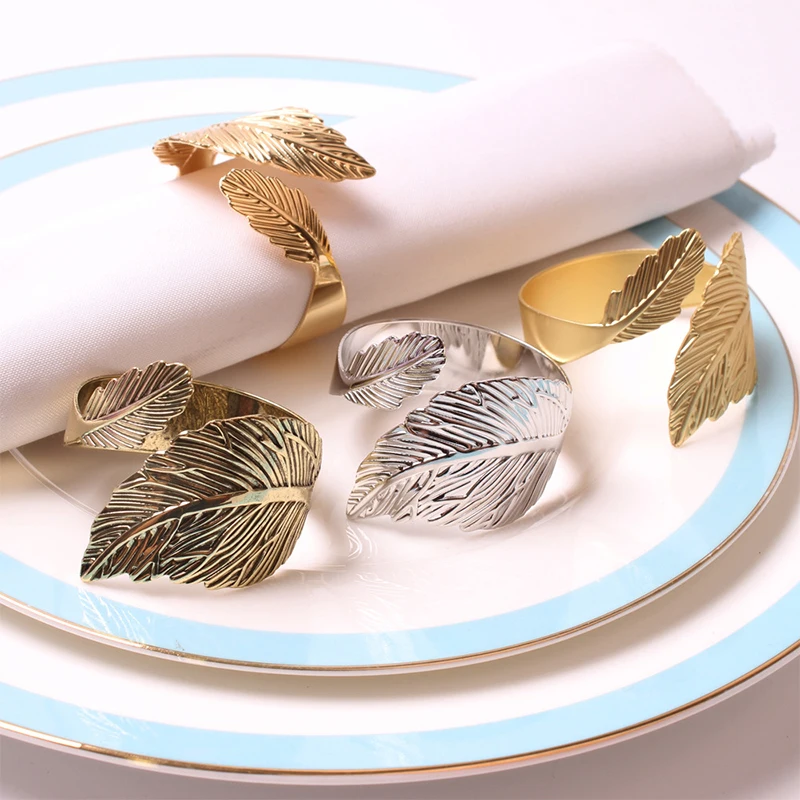 1pc Fall Leaves Napkin Rings Gold Silver Christening Bangle Metal ...