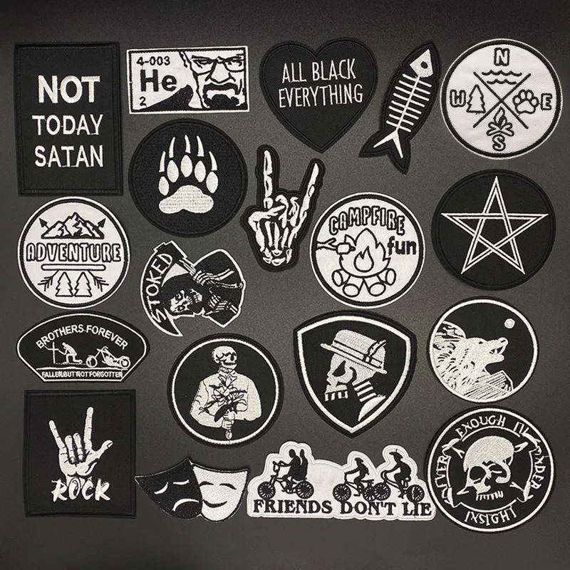 Patches Appliques Clothes Black White | Black White Iron Patches ...
