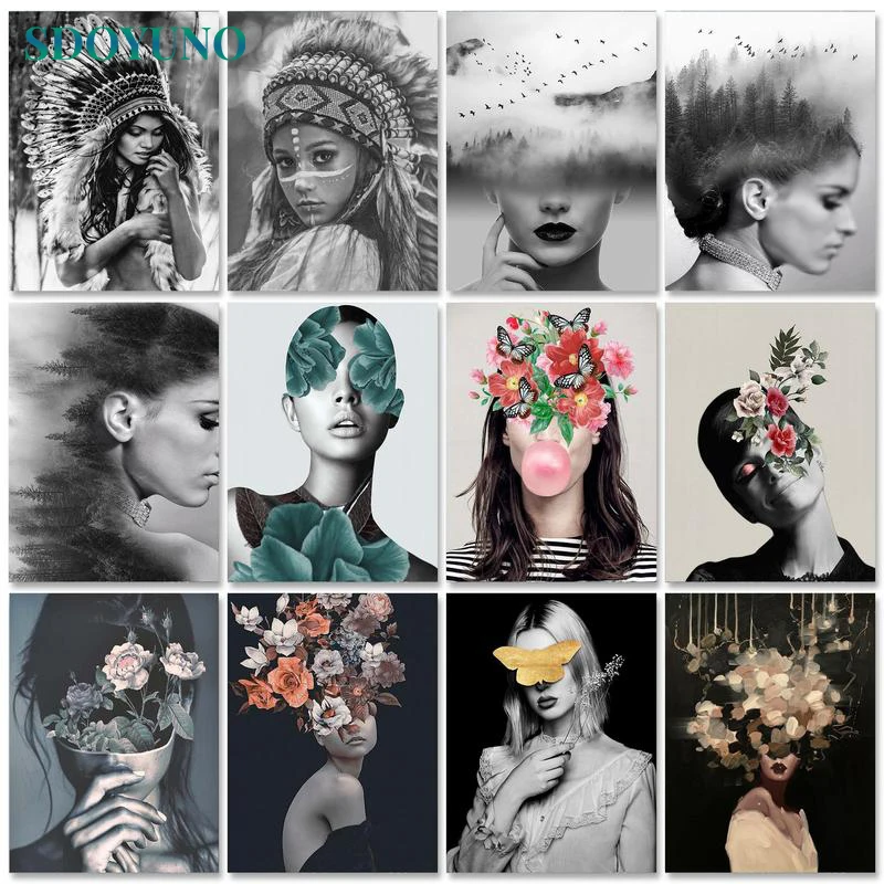 SDOYUNO-Abstract-Women-Painting-by-numbers-On-canvas-DIY-Canvas ...