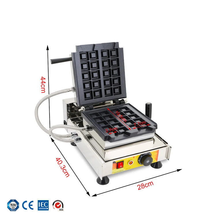 Máquina para hacer gofres, máquina para hacer gofres con celosía, antiadherente, cuadrada, de ...