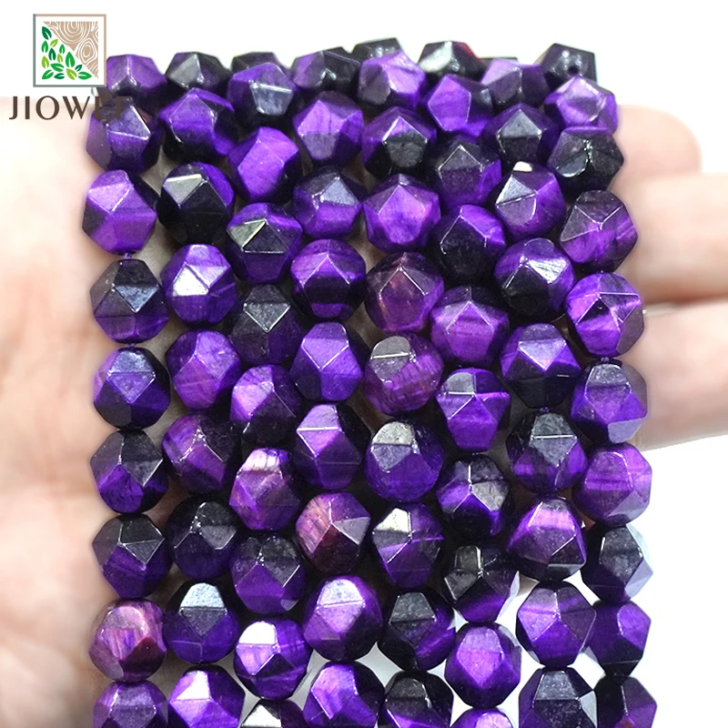 Natural Stone Smooth Diamond Faceted Purple Tiger Eye Stone DIY ...