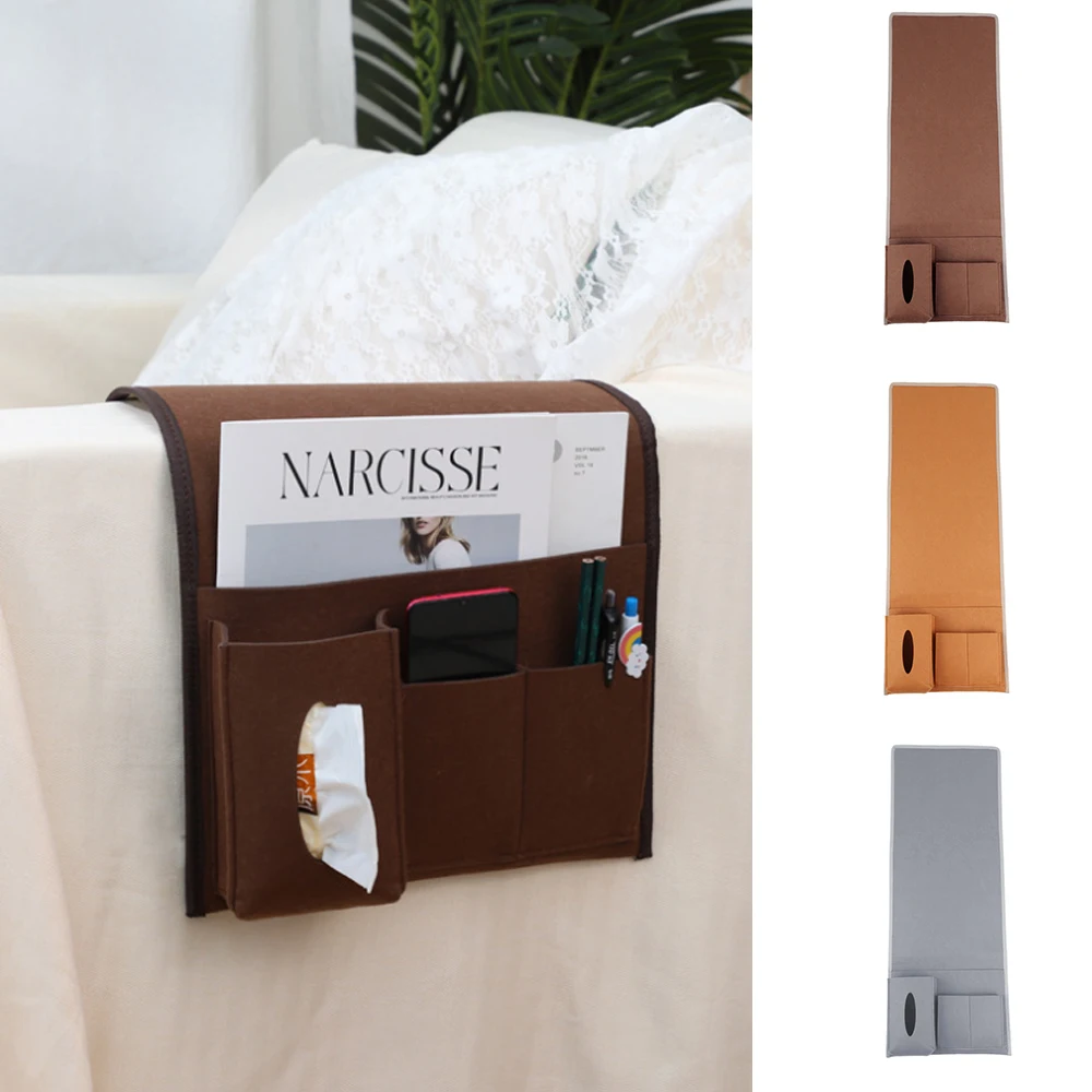 1Pc Felt Storage Bag Soft Storage Organizer Bed Sofa Hanging Finishing ...