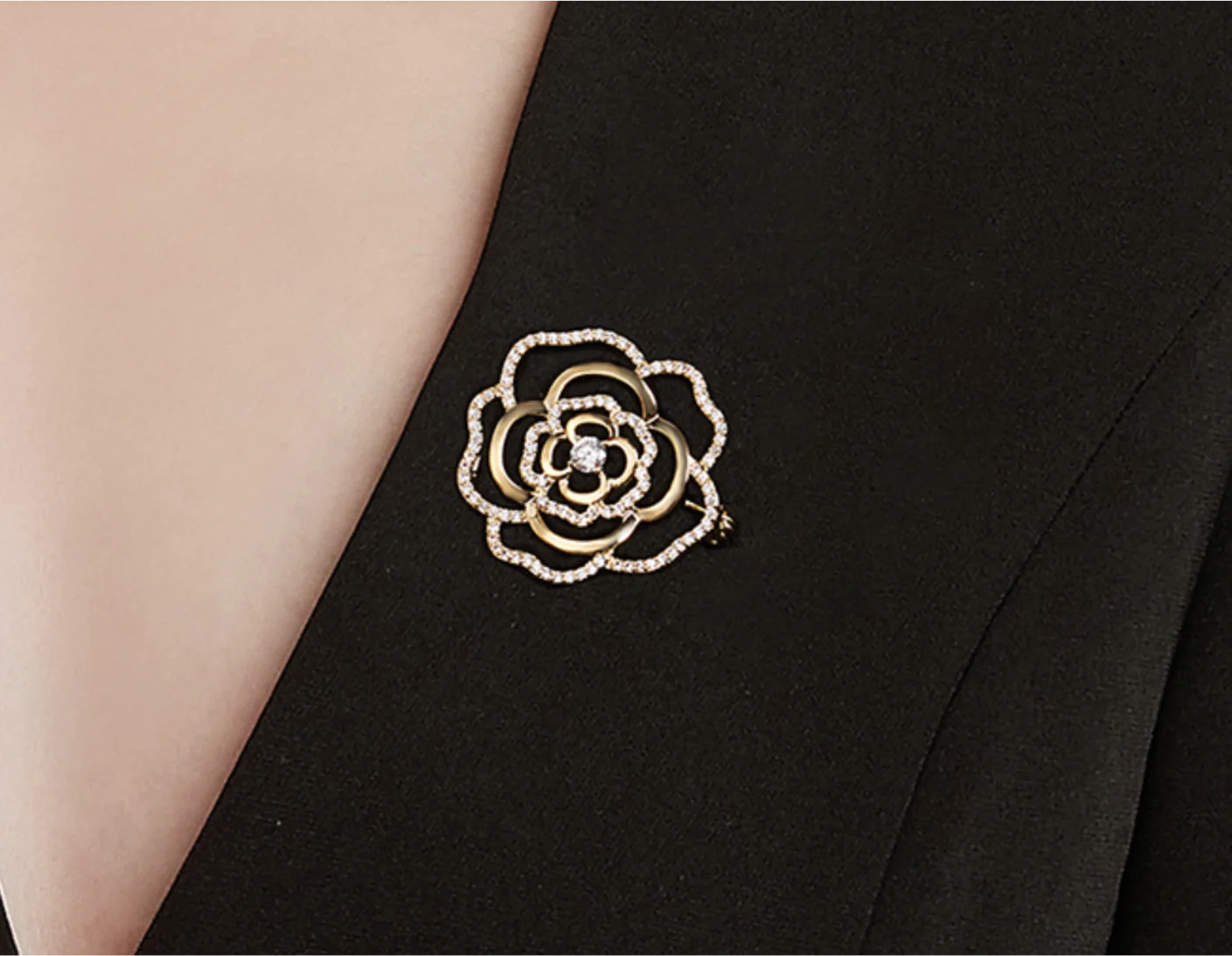 2023-Trend-Artificial-zircon-Unique-Camellia-high-end-luxury-Lapel-pins ...