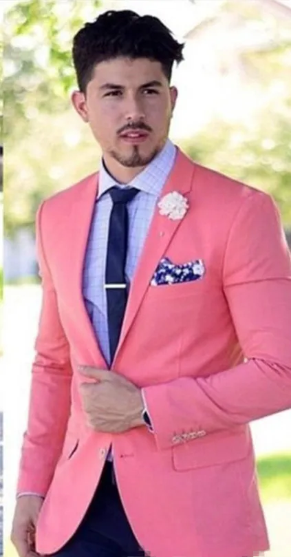 Traje de boda para hombre, Blazer ajustado de 2 piezas, color rosa ...