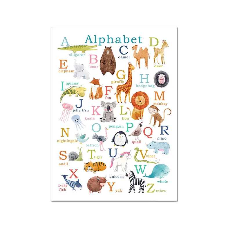 A4 A3 A2 Letter Animal Art Printable Personalised Nursery Newborn Name ...