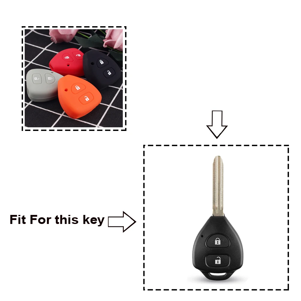 KEYYOU Silicone Car Key Cover Case For TOYOTA Corolla Hilux Vitz Rav4 ...