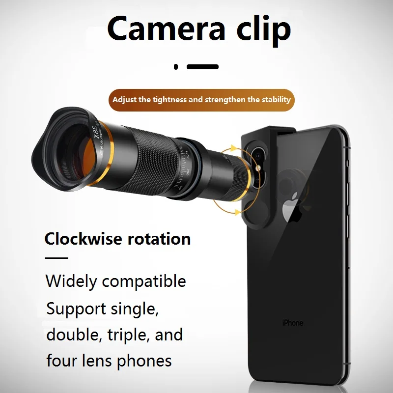 38x lente telescópica hd monocular, lente de câmera para iphone 11 xs ...