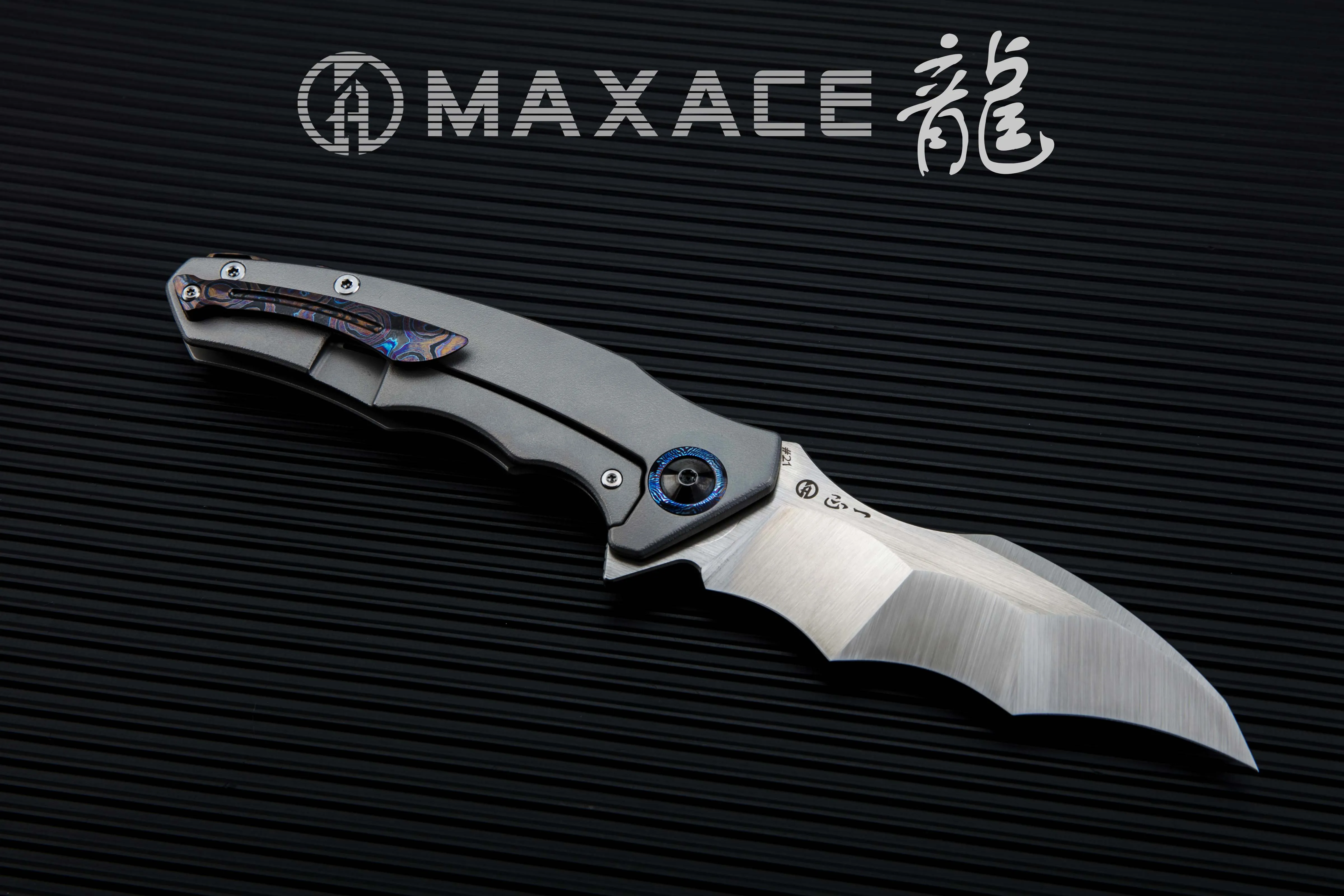 MAXACE Legend of the dragon knife M390 steel blade titanium handle ...