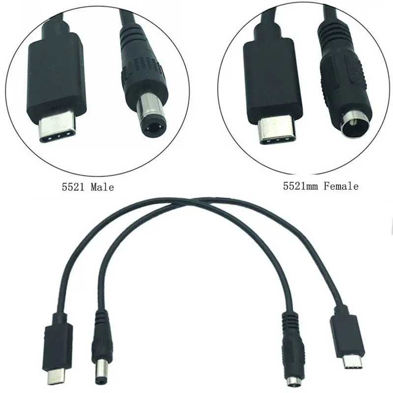 DC 5.5 X 2.1mm Female Male Jack To Type-C USB 3.1 Male Plug Cable DC ...