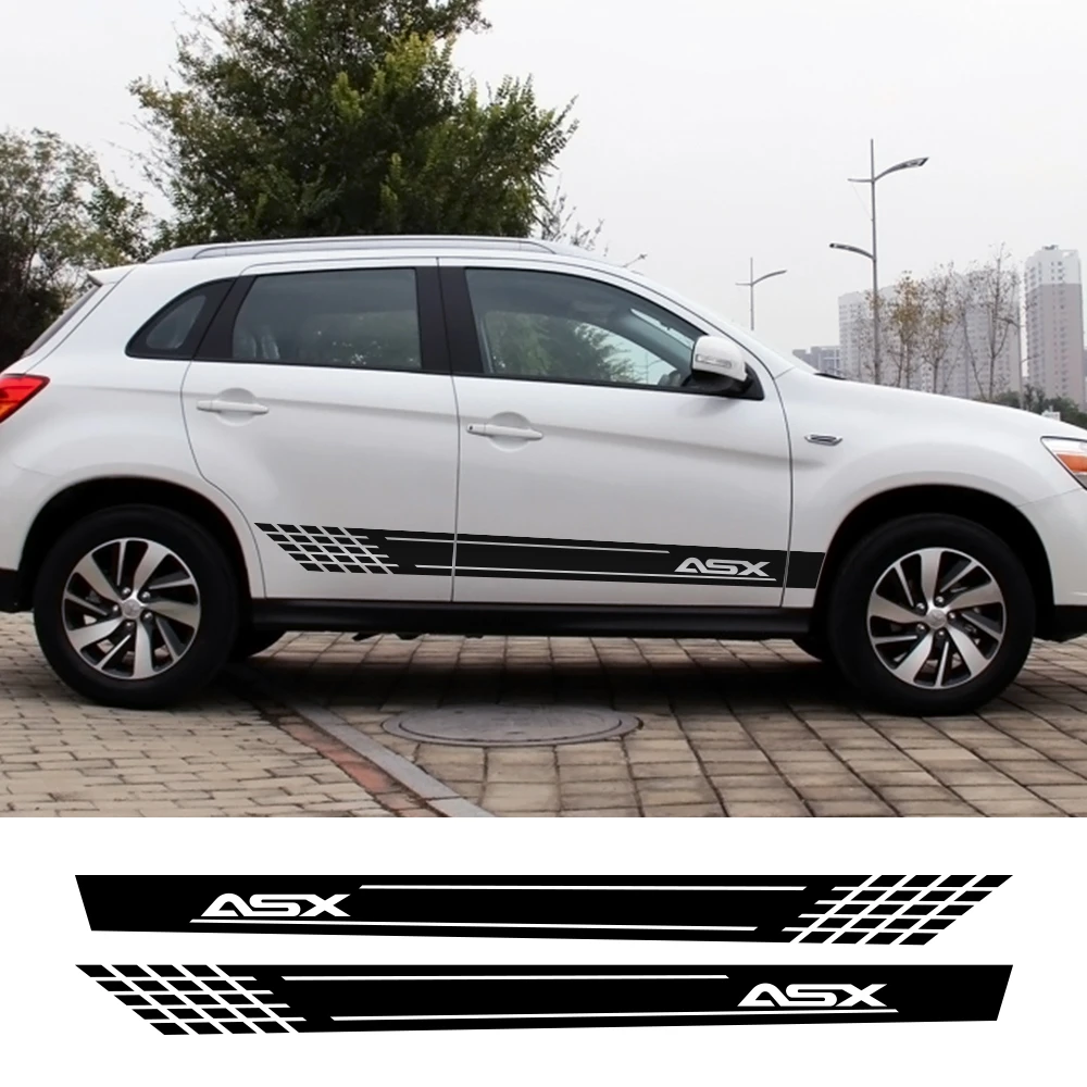 2pcs Car Side Skirts Stickers For Mitsubishi Asx Auto Vinyl Film Long ...