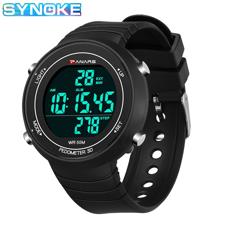SYNOKE LED 腕時計デジタルスポーツ男性 5ATM 防水 3d ステップバイステップ夜光時計水泳ダイビング腕時計レロジオ masculino|デジタル腕時計| - AliExpress