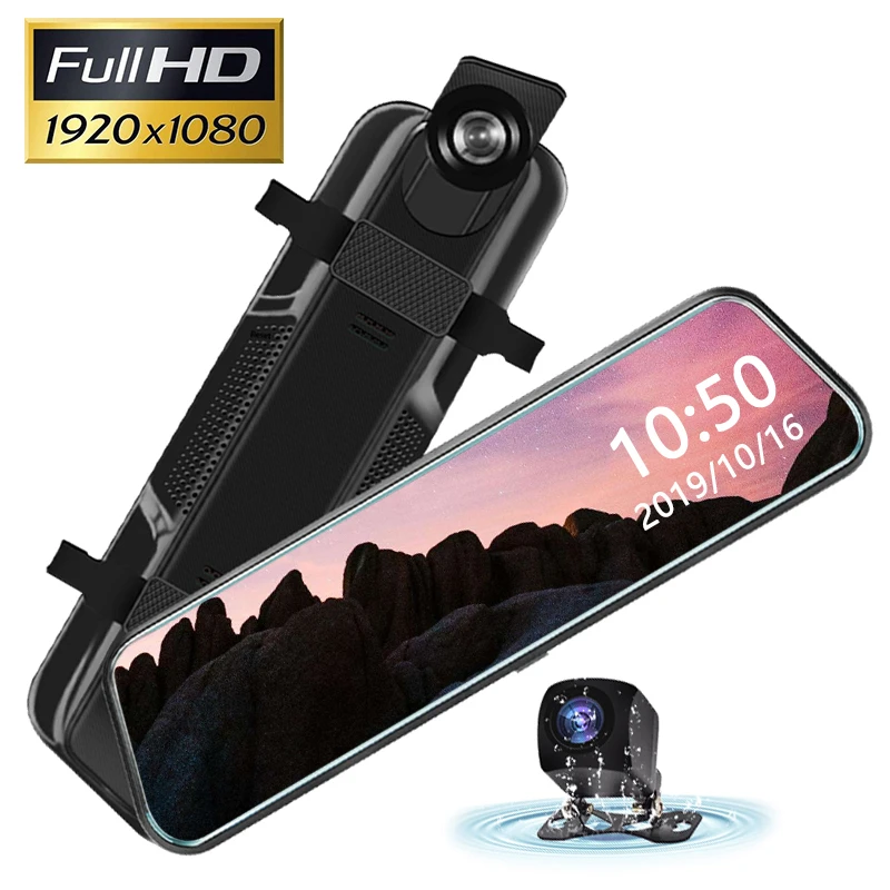 Rear Mirror Dash Cam Full HD 1080P Car DVR Stream Media Rearview Mirror ...