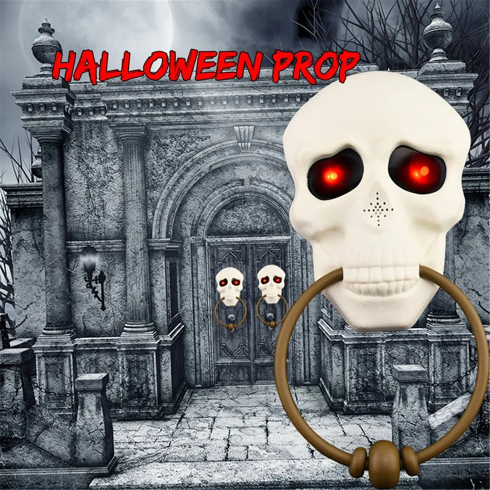 Animated Scary Skeleton Door Bell Doorbell Eye Light Sound Halloween ...