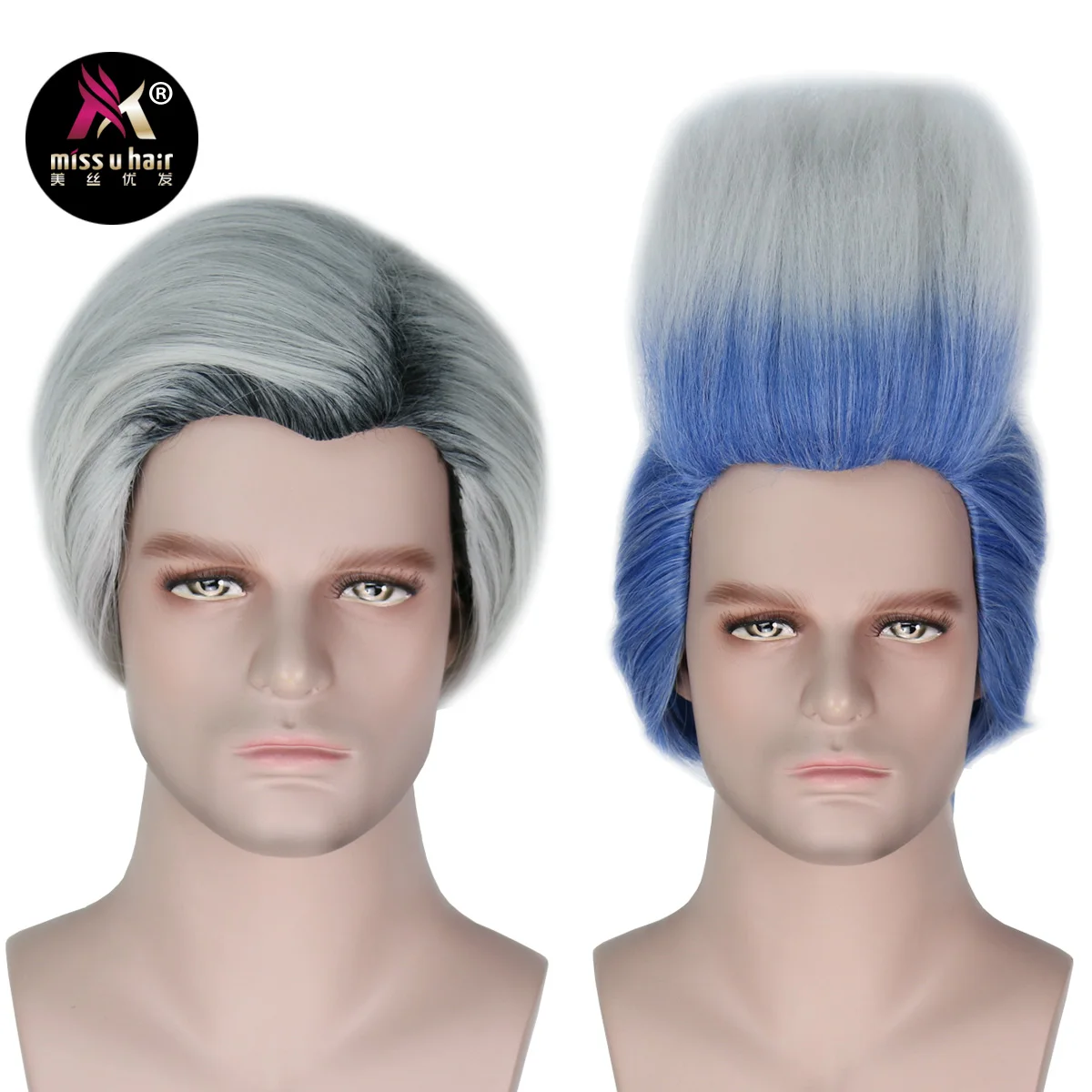 White Blue Hair Men