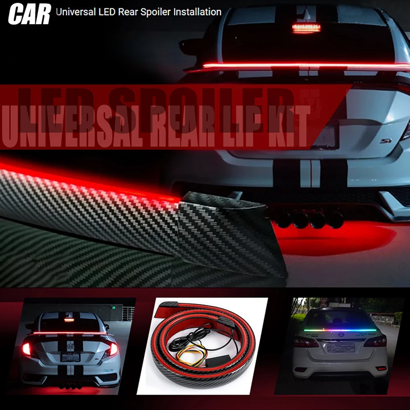 1-2M-LED-Car-Universal-Carbon-Fiber-Spoiler-Wing-Rear-Tail-Light-For ...