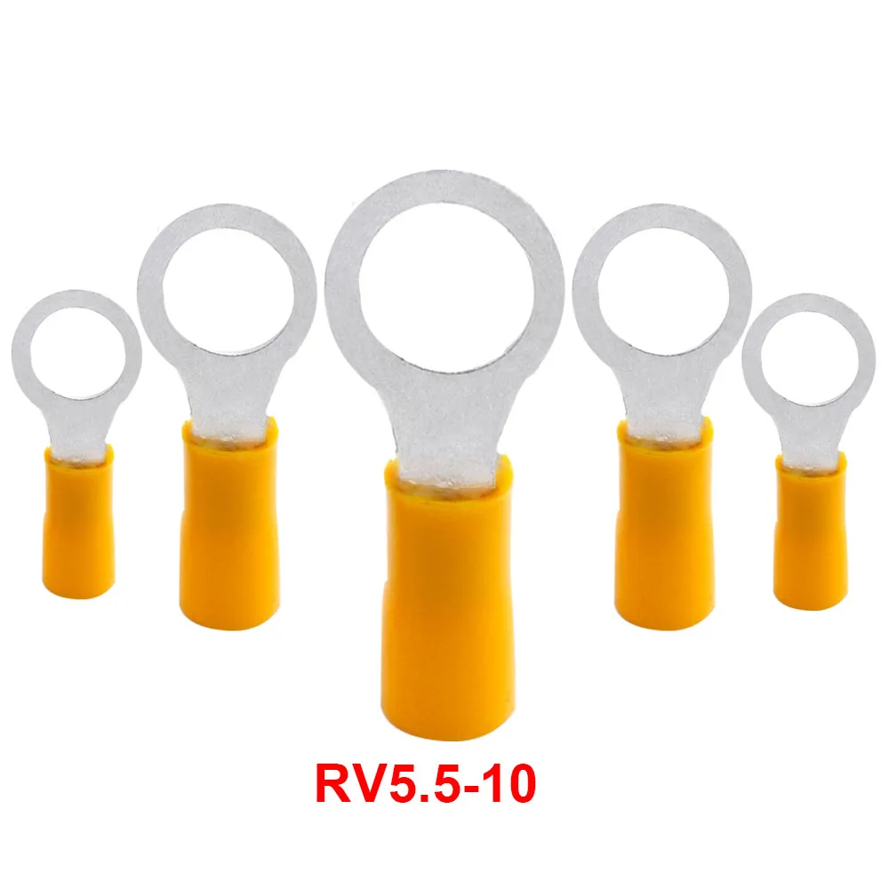 Terminal aislado de anillo amarillo RV5.5 10, Conector de Cable de 4 6 mm2, 20 unids/paquete ...