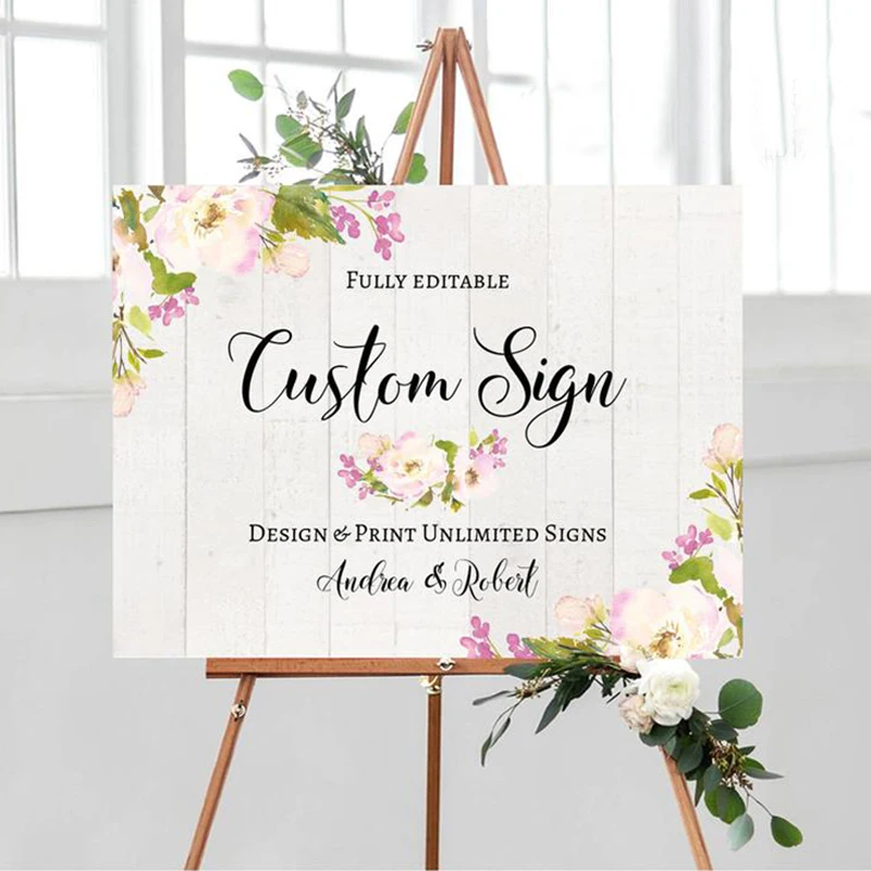 DIY Bridal Shower Sign 5x7 and 8x10 Baby Blue Floral Custom Sign ...