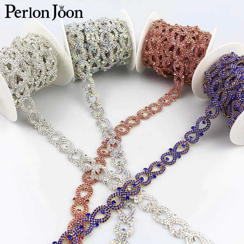 1yard 8 shap crystal Bow array decoration rhinestones trim Ribbon metal ...