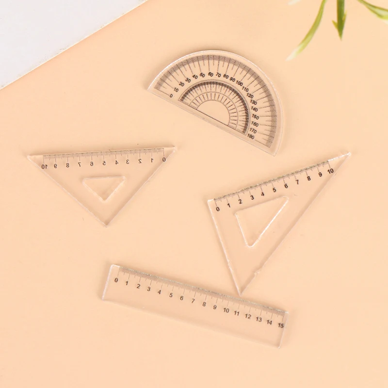 4pcs Creative 1:12 Dollhouse Miniature Mini Ruler Set Learning Drawing ...