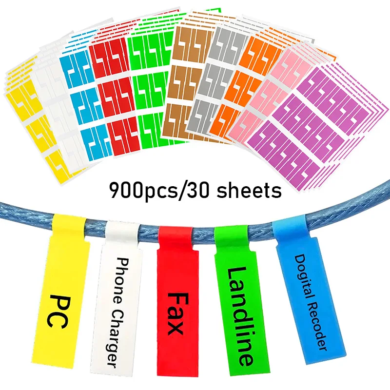 900Pcs Cable Label Sticker Waterproof Network PC UTP Wire Cable Tie ...