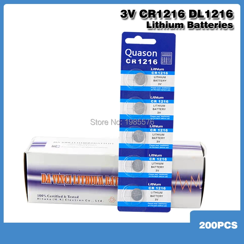 200pcs/pack Cr1216 Button Batteries Dl1216 Br1216 Cell Coin Lithium ...