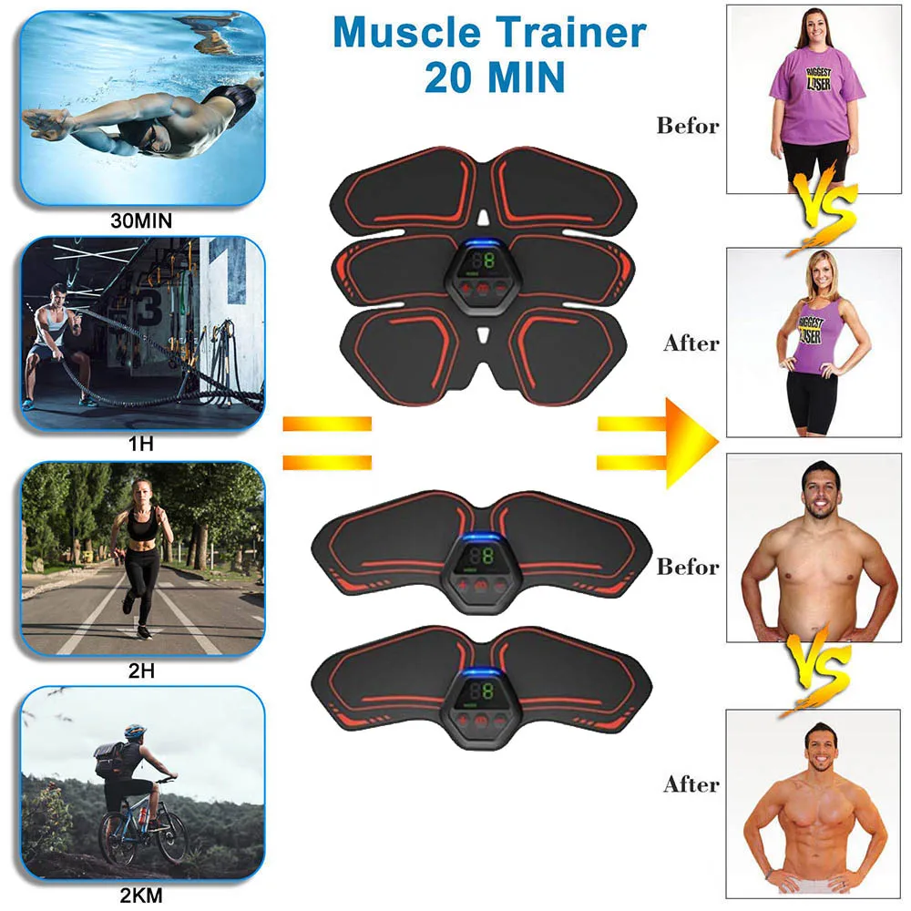EMS Rechargeable Abdominal Muscle Stimulator Trainer ABS ...