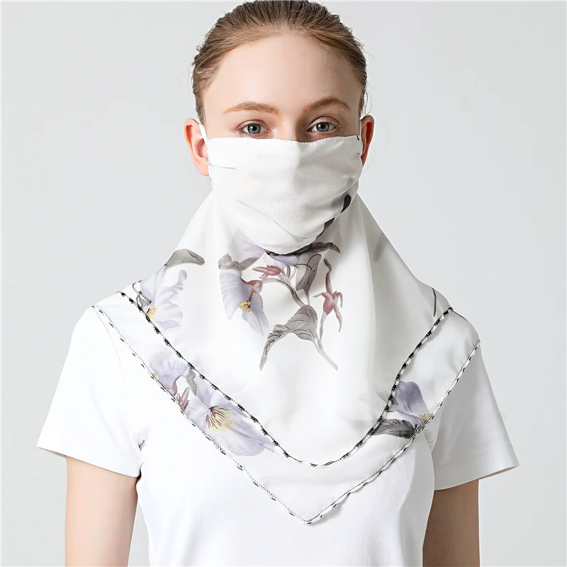 2022-Chiffon-Women-Mouth-Mask-Neck-Scarf-Floral-Print-Sunscreen-Head ...