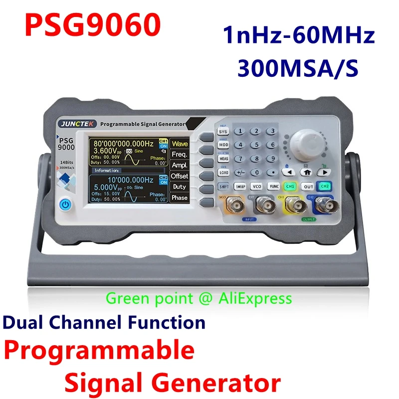 Psg9060 60mhz controle digital programável dds duplo canal arbitrário ...
