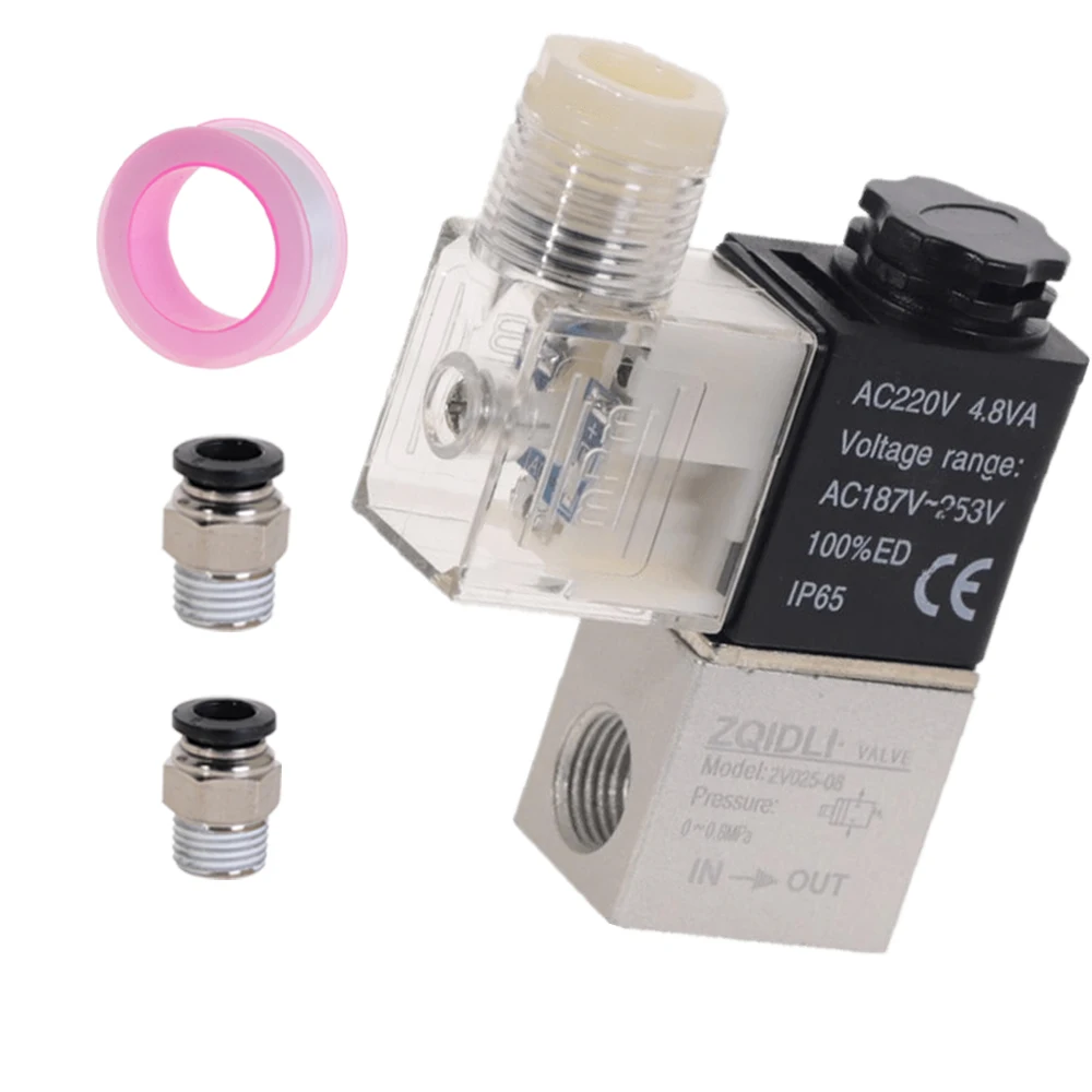 Pneumatic Air Solenoid Valves 2V025-08 2 Position 2 Port 1/4" Normally Closed DC12V 24V AC110V 220V