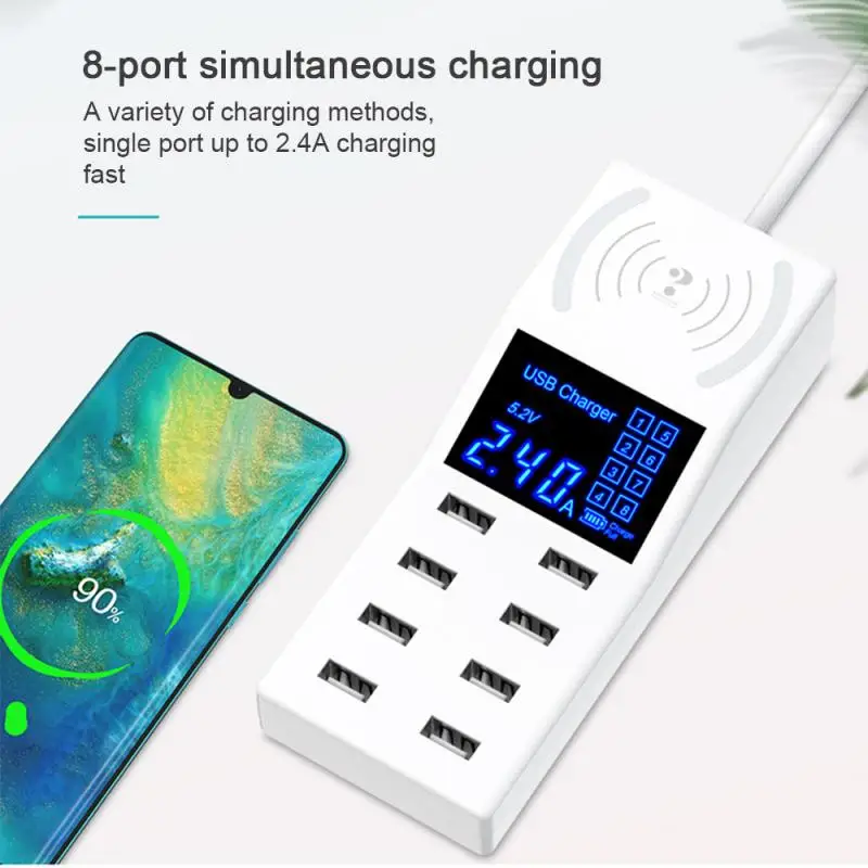 Smart LED Display Charging Station 8 Multi-Port USB Adapter Desktop ...