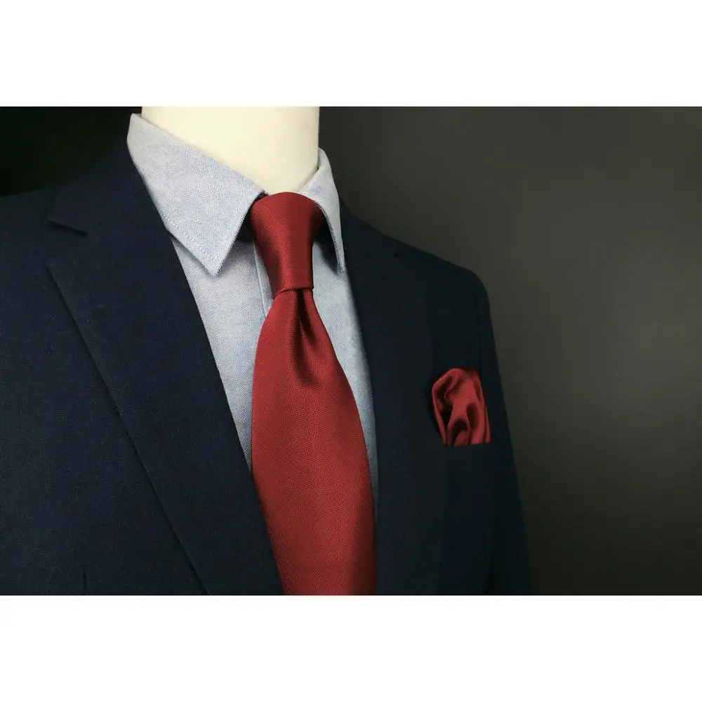 C33 Classic Red Solid Mens Necktie Set Silk Brand New Extra Long Size ...