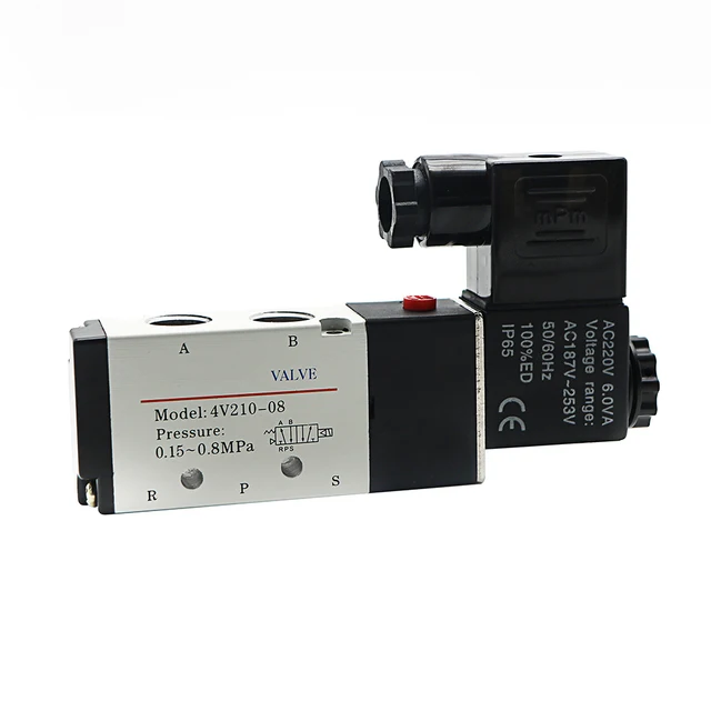 Pneumatic Electric Solenoid Valve 4V210-08 5 Way 2 Position Control Air Gas Magnetic Valve 12V ...