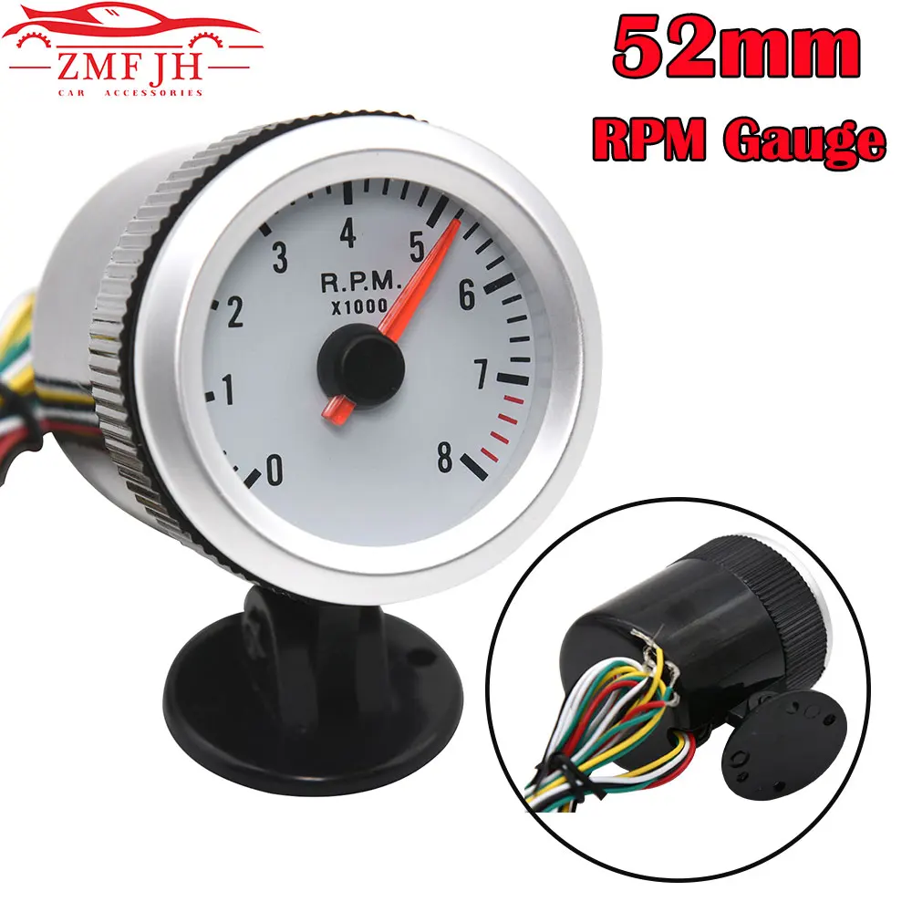 0-8000RPM-Car-Tachometer-Universal-2-52mm-12V-Blue-LED-Tach-Gauge-Meter ...