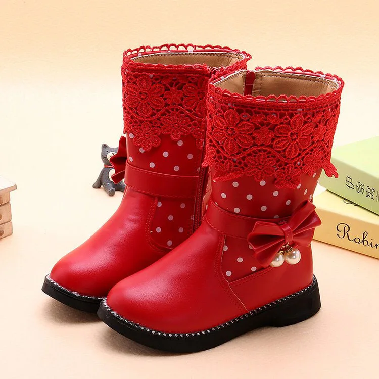 JGVIKOTO bottes princesse en dentelle pour filles, avec nœud papillon ...