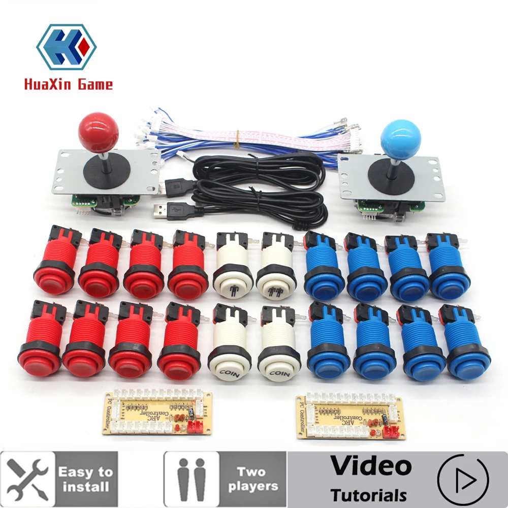Arcade-DIY-KIT-American-Style-SANWA-Joystick-HAPP-COIN-2-Player-Push ...