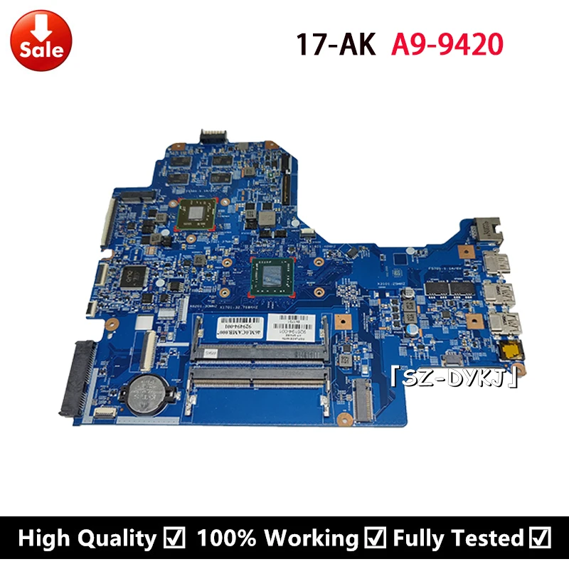 For HP 17-AK 17Z-AK Laptop Motherboard with A9-9420 926194-601 926194 ...