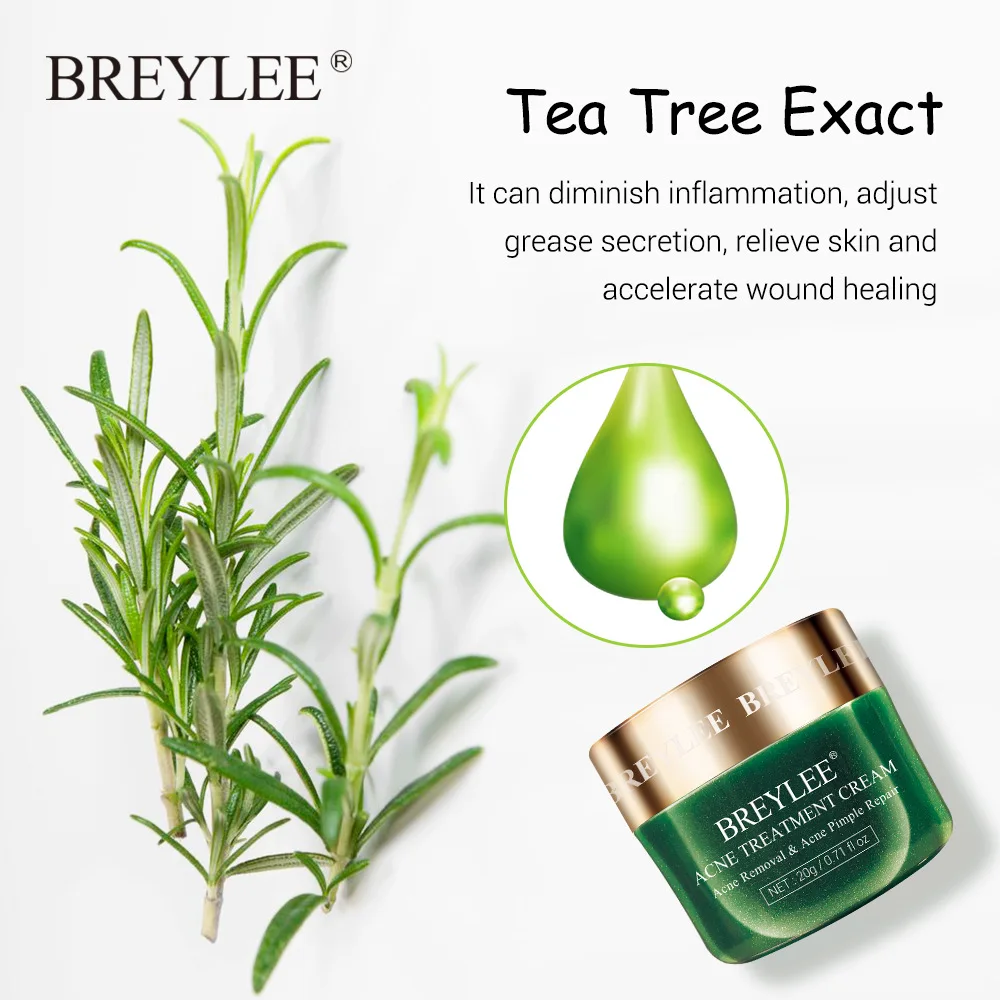 BREYLEE Tea Tree Acne Treatment Cream Anti Acne Face Cream Acne Mark Needle Removal Spots Oil ...