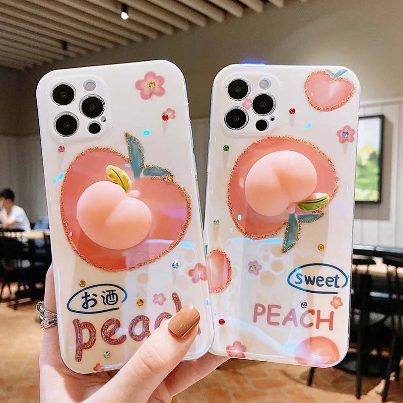 Cute-Squishy-Peach-Phone-Case-For-iPhone-12-Mini-11-Pro-Max-XR-XS-Max ...