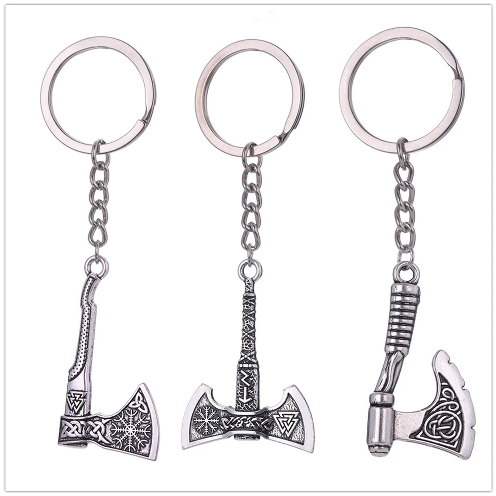 My Shape Viking Axe Pendant Key Chain for Men Runes Celtics Knot ...
