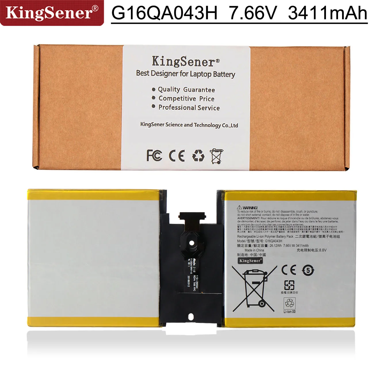 Kingsener G16qa043h Laptop Battery For Microsoft Surface Go 1824 4415y ...