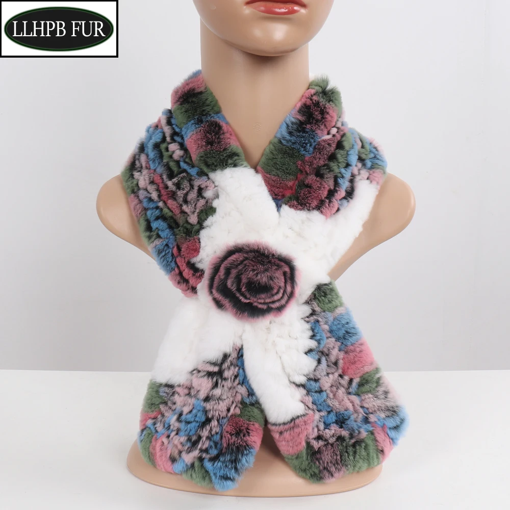 2022 New Brand Luxury Women Real Genuine Fur Scarf Winter Real Rex ...