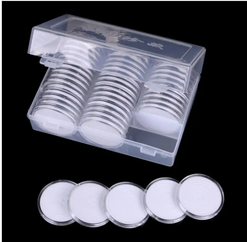 50set 16-36mm ;17-37mm 18-38mm 19-39mm 20-40mm Clear Coin Capsules Caps ...