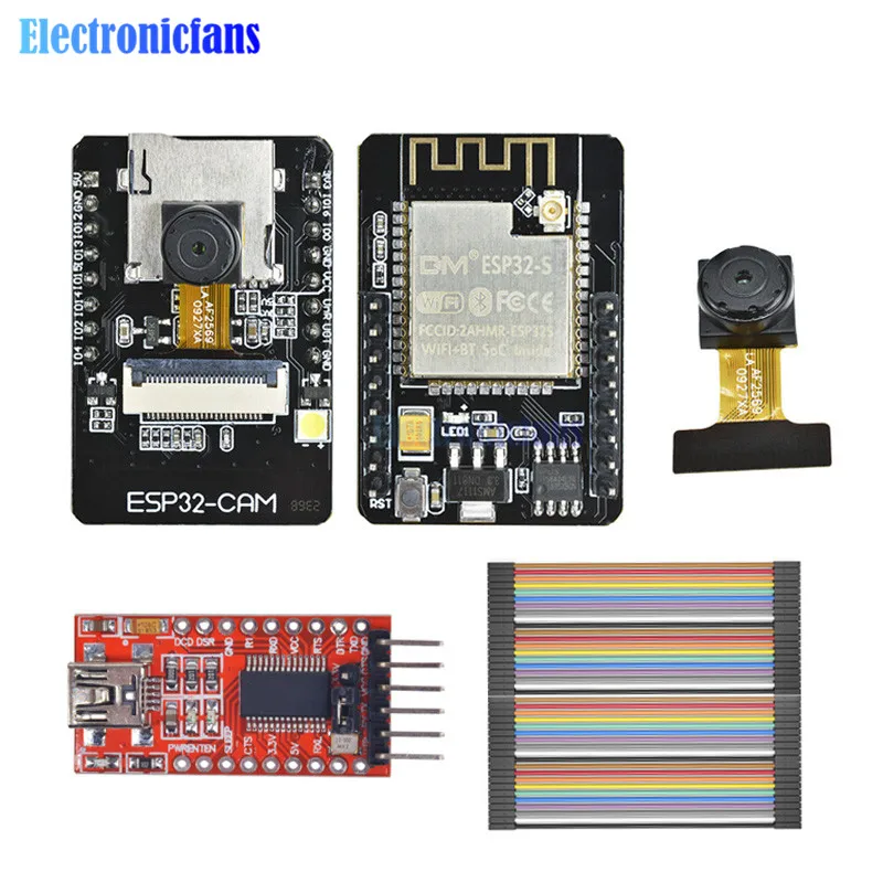 Bluetooth ESP32 CAM wifiモジュール,arduino用のジャンパー線付きシリアルコンバーター,ft232rl ftdi usb to ttl,40ピン,ov2640 ...